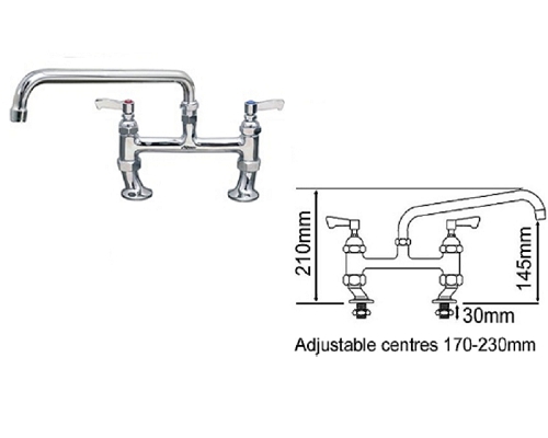 Mechline AquaJet 400mm Spout, TWIN Hole Mixer AJ-B-316L | Justcatering.com